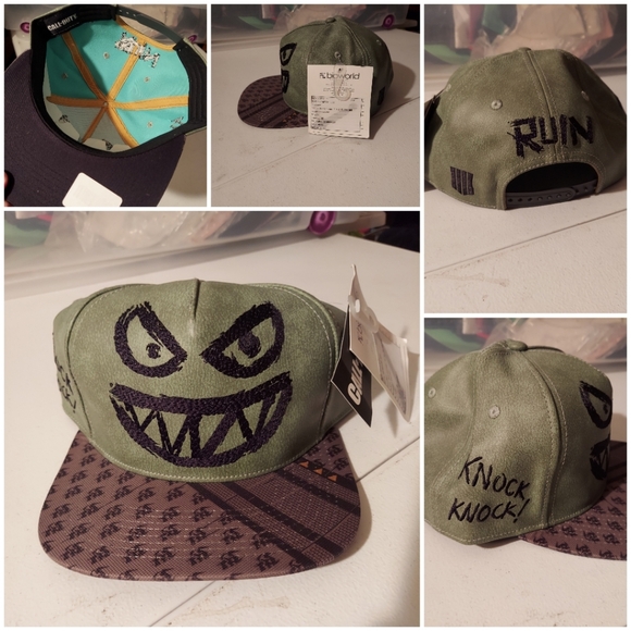 Accessories | Call Of Duty Ruin Olive Green Cartoon Face Snapback Hat ...